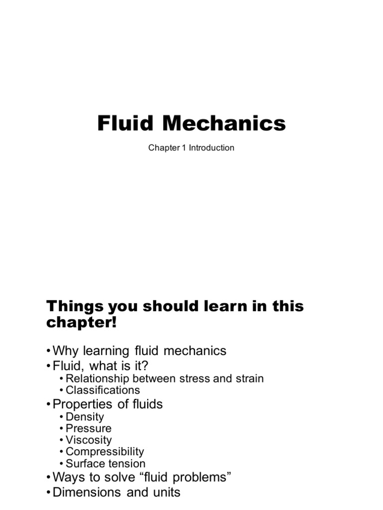 Fluid Mechanics: Chapter 1 Introduction | PDF | Science & Mathematics