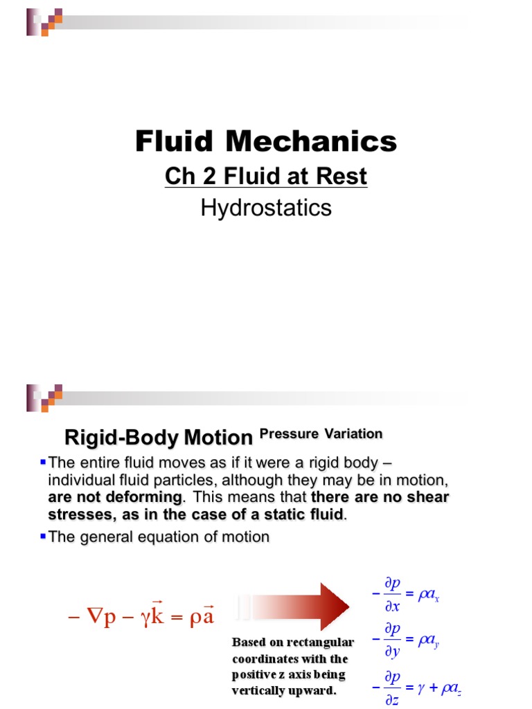 Fluid Mechanics: CH 2 Fluid at Rest | PDF | Buoyancy | Fluid Mechanics
