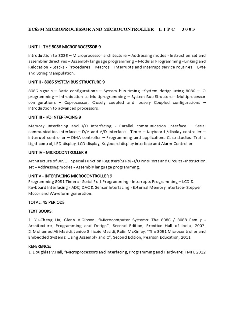 Syllabus | PDF | Embedded System | Microcontroller