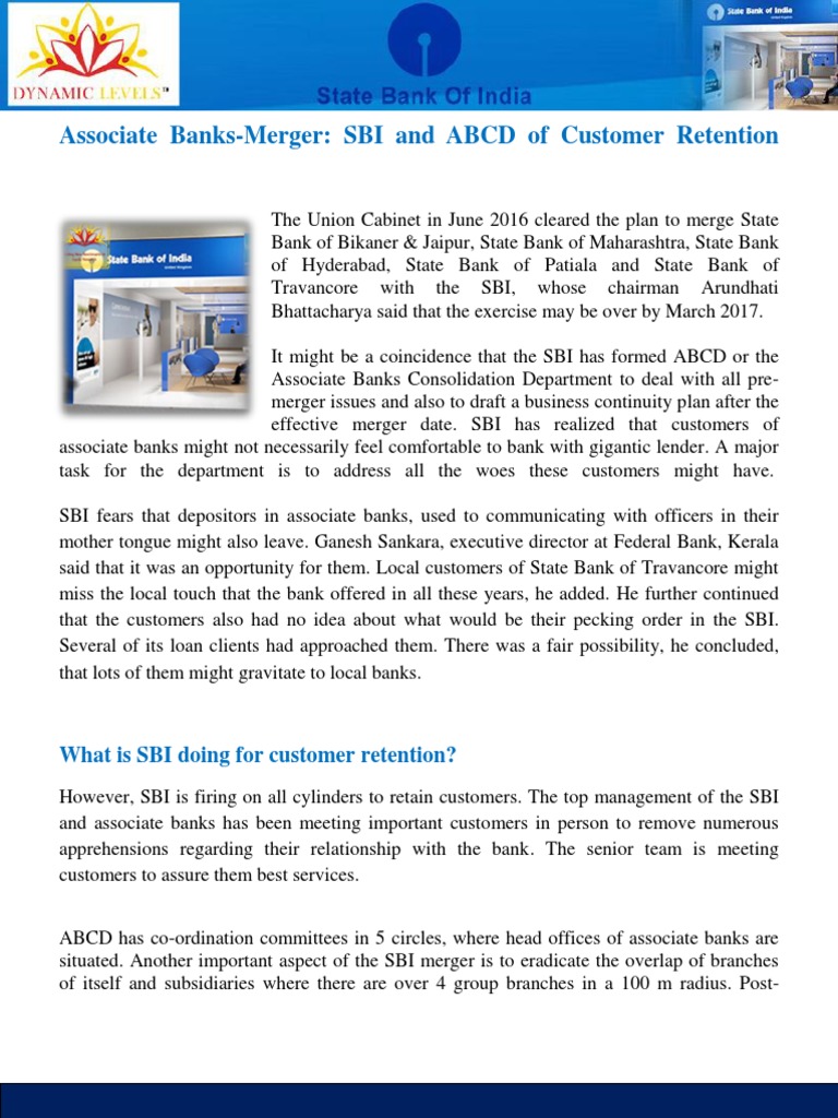 SBI Merger: Strategies for Customer Retention | PDF | Mergers And ...