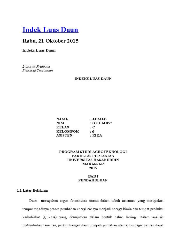 Indek Luas Daun | PDF