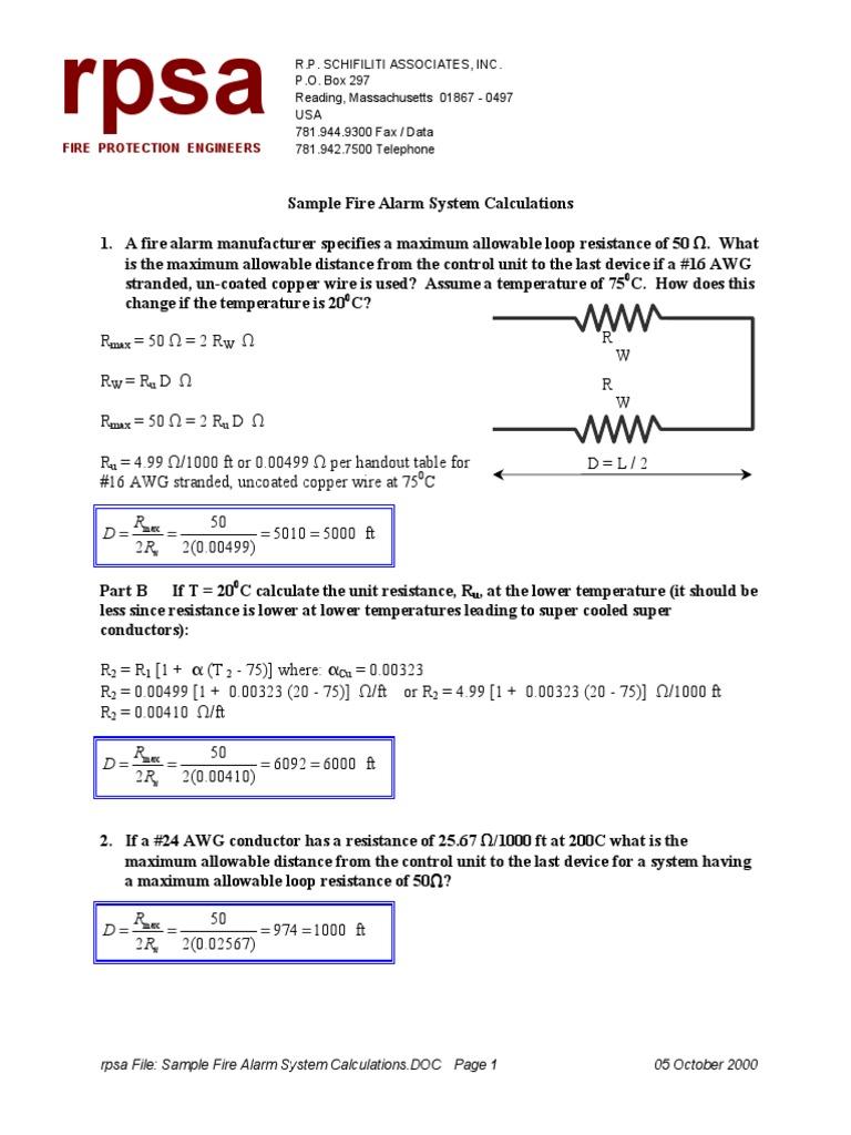 SampleFireAlarmSystemCalculations PDF | PDF