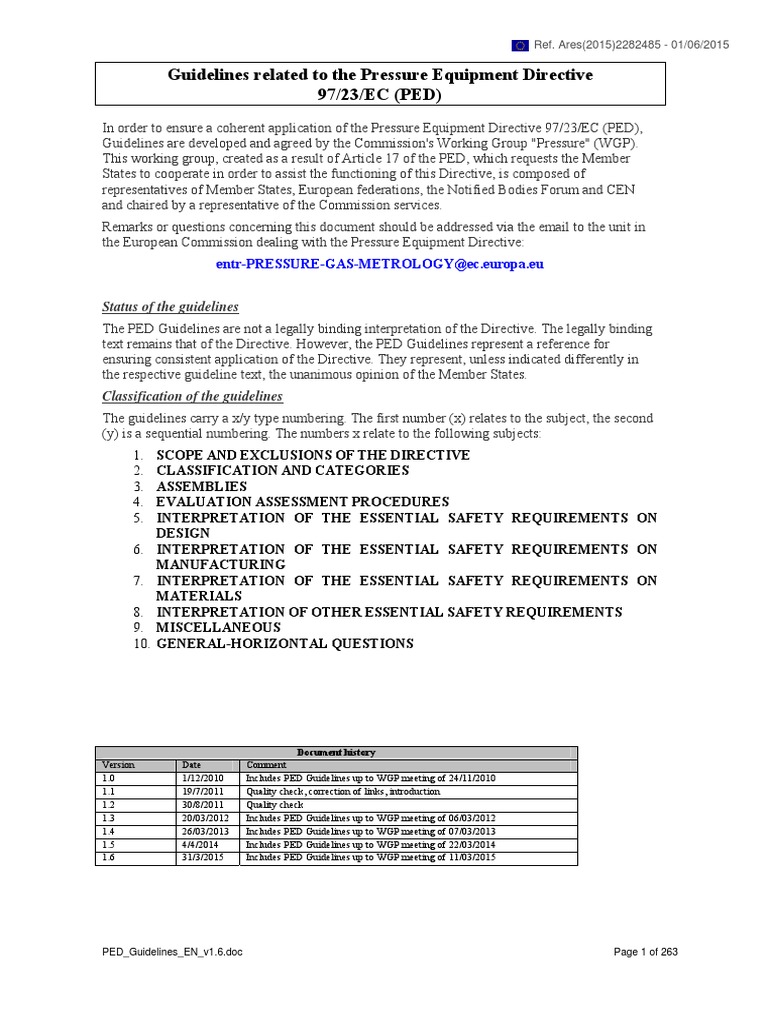 PED Guidelines en v1.6 | PDF | Pipe (Fluid Conveyance) | Pipeline Transport