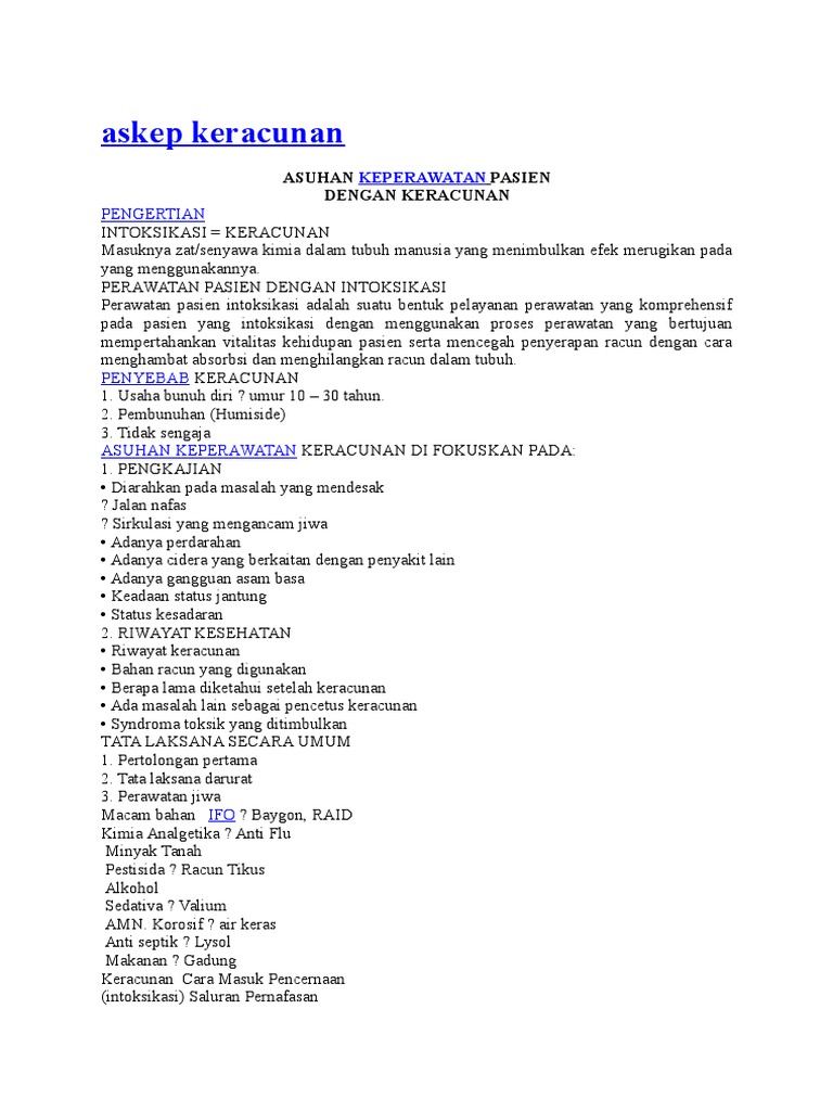 Askep Keracunan | PDF