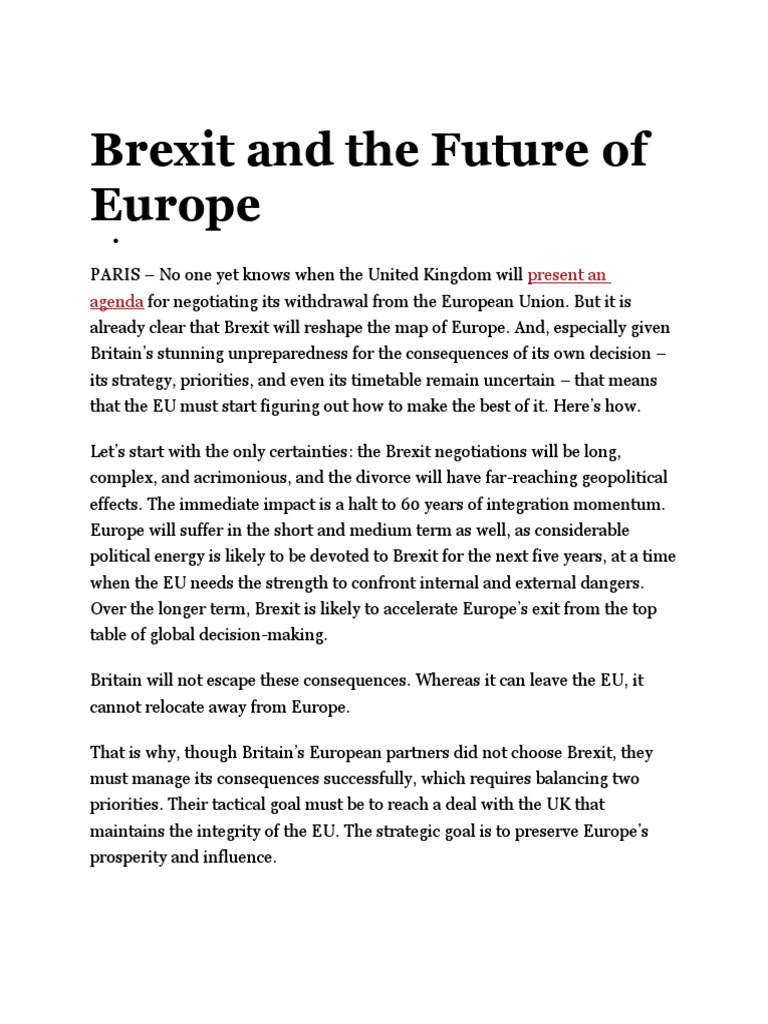 Brexit and The Future of Europe | PDF | Brexit | United Kingdom ...