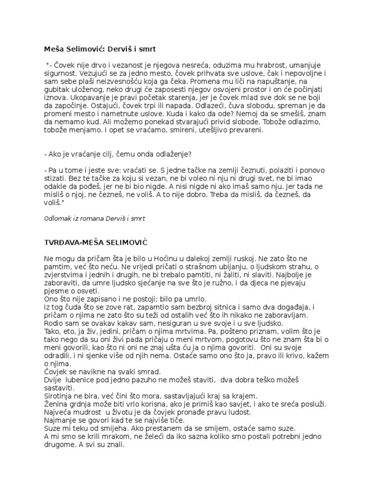 Mesa Selimovic Citati | PDF
