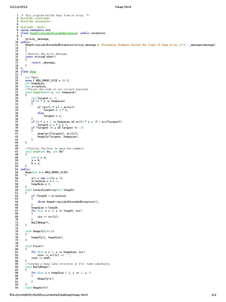 Heaparraylimitexceededexception Using Namespace Class Public Pdf Algorithms And Data