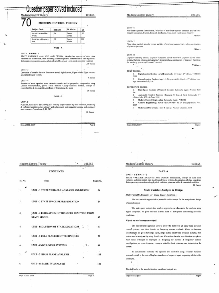 Modern Control Theory | PDF | Control Theory | Matrix (Mathematics)