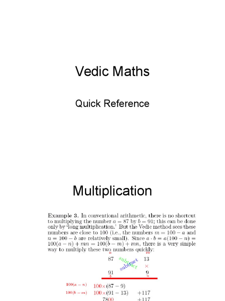 Vedic Maths Quick Learn | PDF