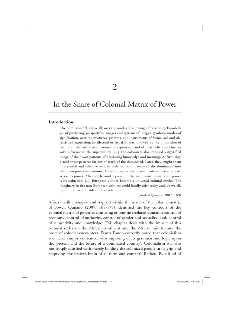 2-Coloniality of Power Ndlovu Chapter 2 | PDF | Postcolonialism ...