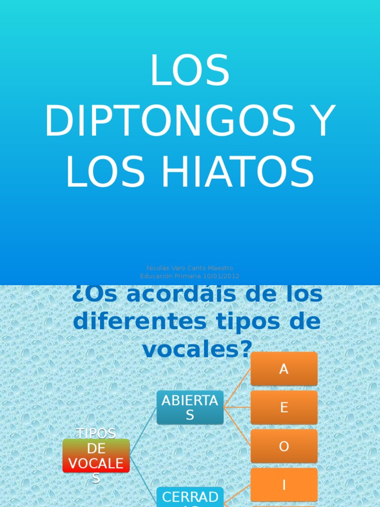 Diptongos y Hiatos en Español | PDF | Vocal | Comunicación oral