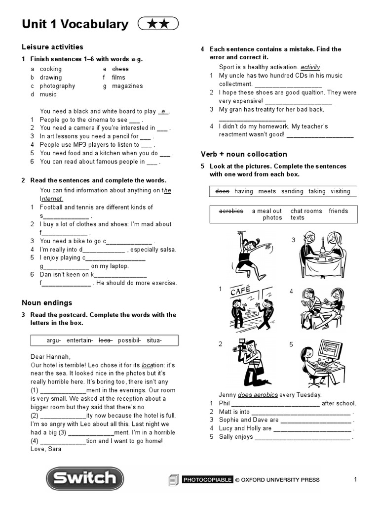 Leisure Activities Unit 1 | PDF | Syntax | Grammar