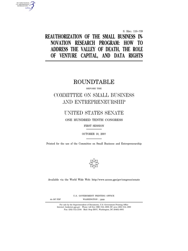 Reauthorization of The Small Business In-Novation Research Program: How ...