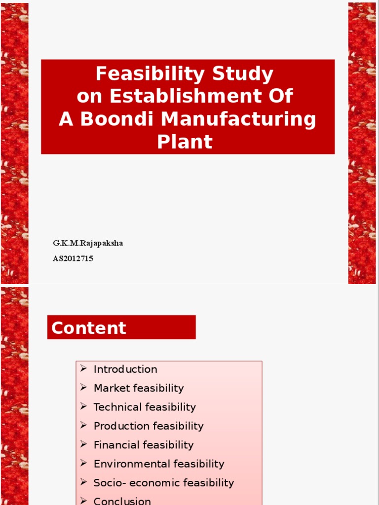 Feasibility Study On Establishment of A Boondi Manufacturing Plant ...