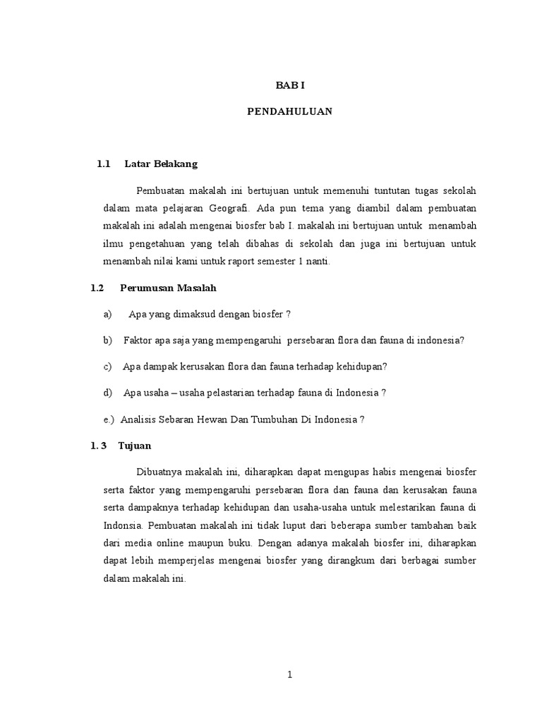 Makalah Biosfer Dan Aspek Persebaran Hewan Dan Tumbuhan | PDF