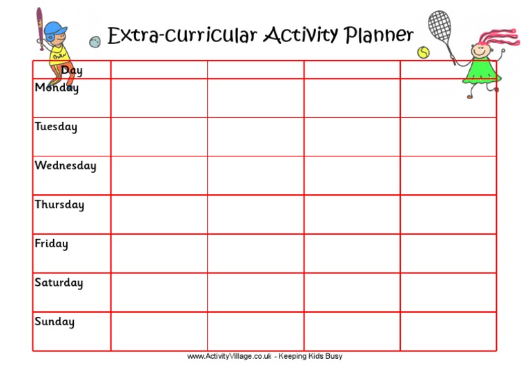 Extra Curricular Activity Planner 2 | PDF