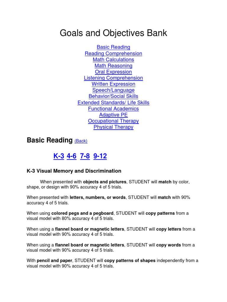 Iep Goal Bank | PDF | Fraction (Mathematics) | Equations