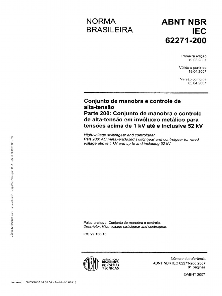 Abnt NBR Iec 62271 200 | PDF