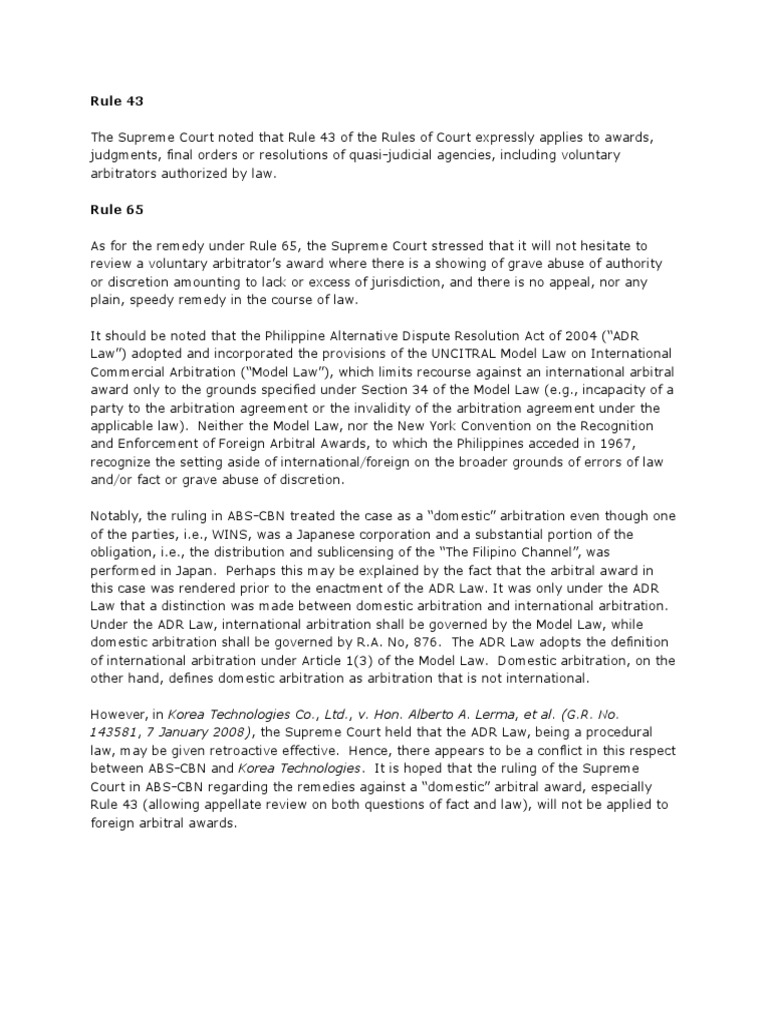 Rule 43 | PDF | Alternative Dispute Resolution | Arbitration