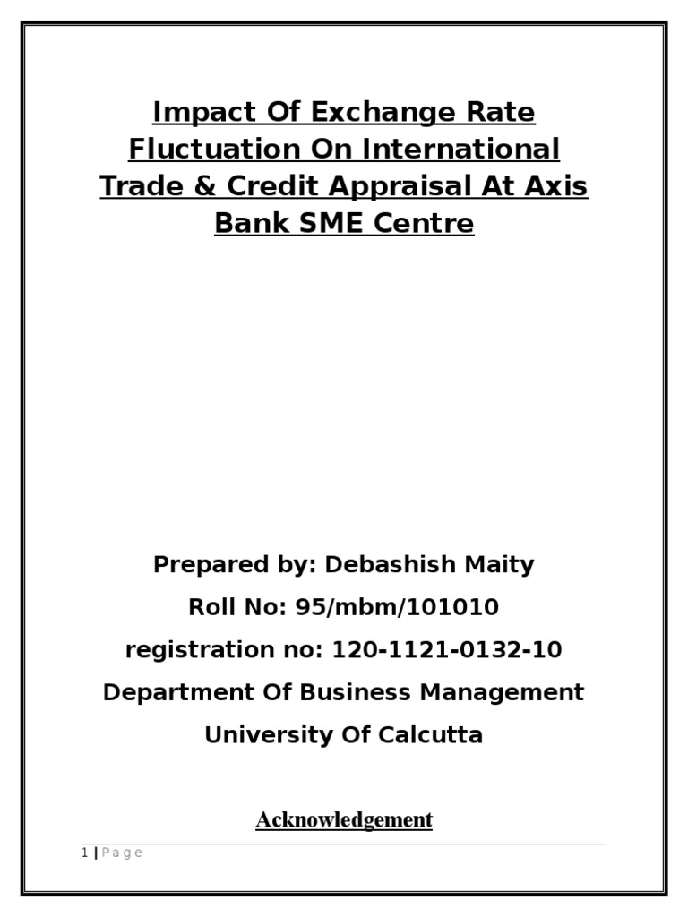 Project A Study On The Impact Of Foreign Exchange Fluctuation On