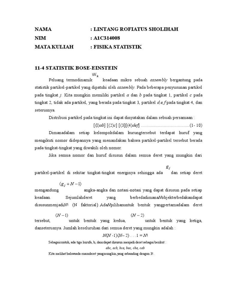 Statistika Bose Einstein | PDF