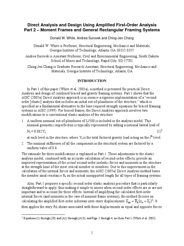 Direct Analysis and Design Using Amplified First Order Analysis2part ...