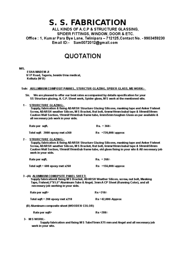 S. S. Fabrication: Quotation | PDF | Semiconductor Device Fabrication ...