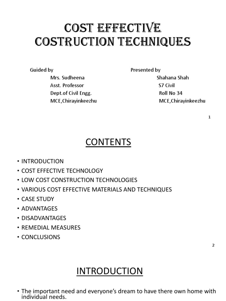 Cost Effective Construction Techniques: Analyzing Low-Cost Materials ...
