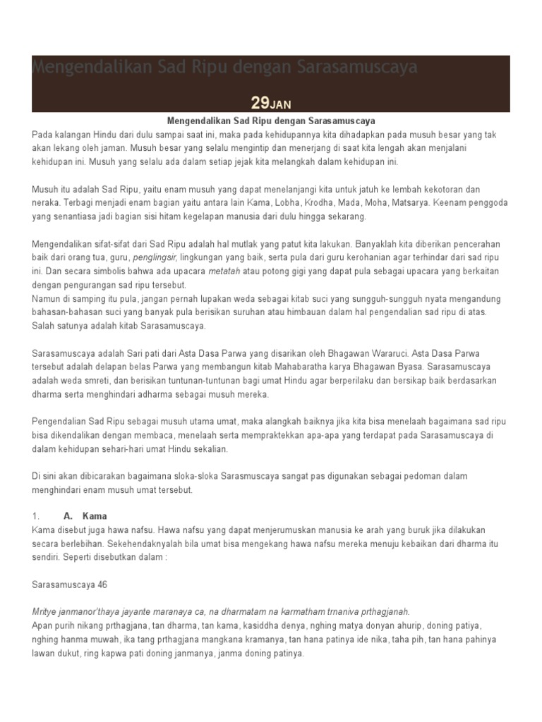Mengendalikan Sad Ripu Dengan | PDF
