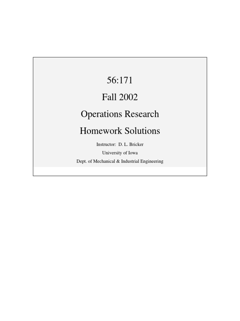 OR HW F02 Soln 1to3 | PDF | Visual Cortex | Mathematical Optimization