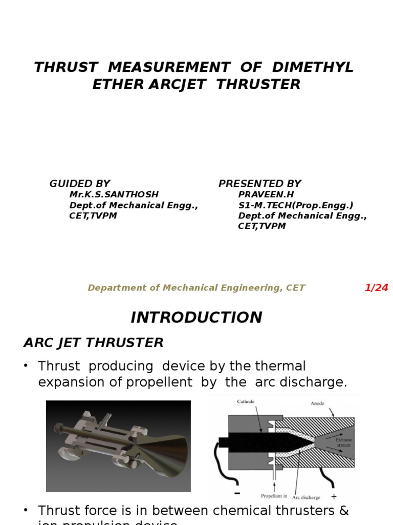 Thrust Measurement of Dimethyl Ether Arcjet Thruster | PDF | Rocket ...