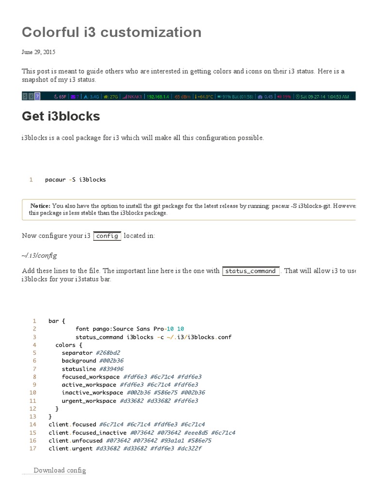Customizing i3 Status Bar with Icons | PDF | System Software | Digital ...