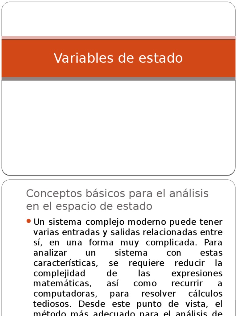 Variables de Estado | Variable (Matemáticas) | Ecuaciones
