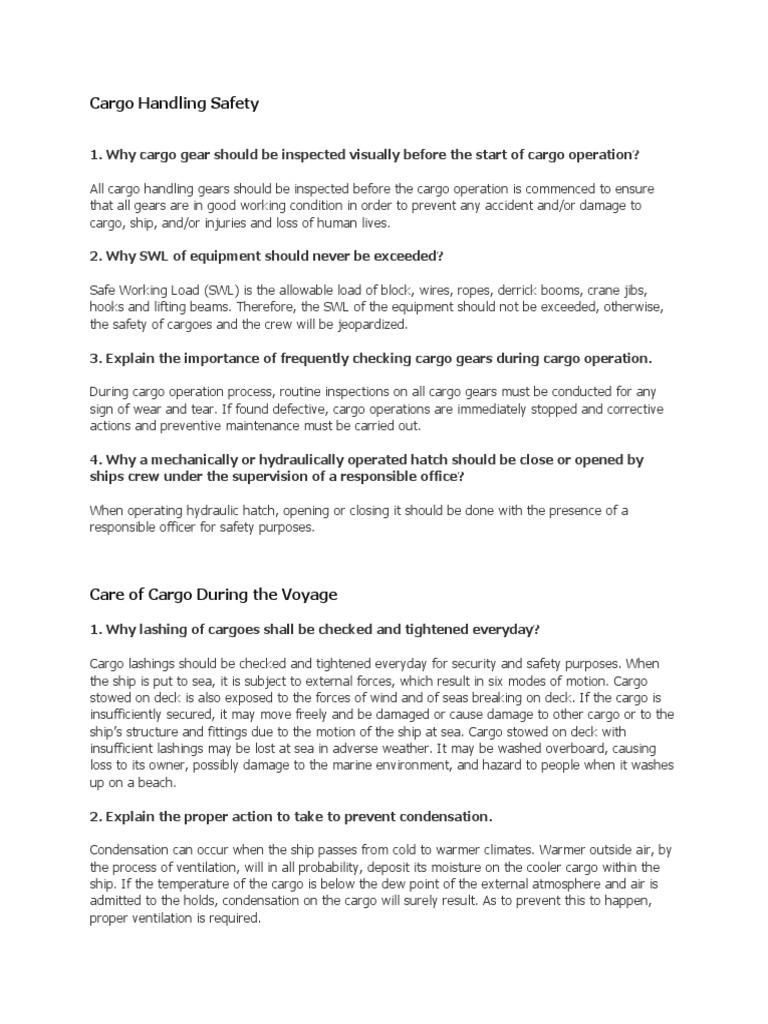 Cargo Handling Safety Guidelines | PDF | Ships | Cargo