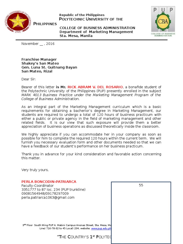 Practicum Recommendation Letter | PDF