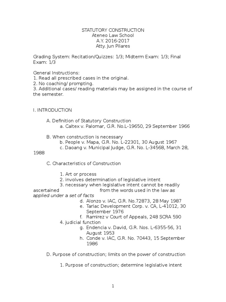 Statcon Outline | PDF | Statutory Interpretation | Commission On ...