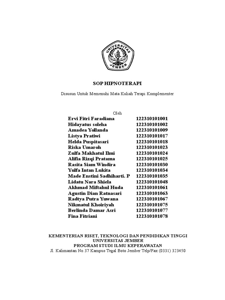 Sop Hipnoterapi | PDF