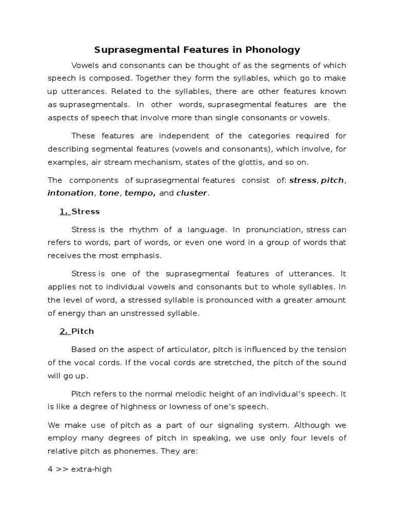 Suprasegmental Features in Phonology | Stress (Linguistics) | Speech