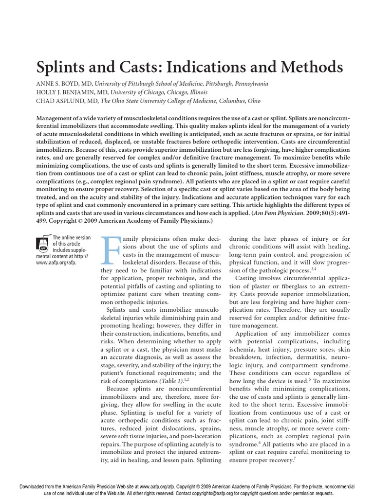 Splints and Casts Indications and Methods | PDF | Elbow | Ankle