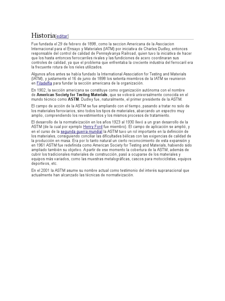 Historia ASTM | PDF