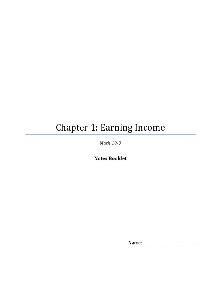 Chapter 1: Earning Income: Notes Booklet | PDF | Overtime | Net Income