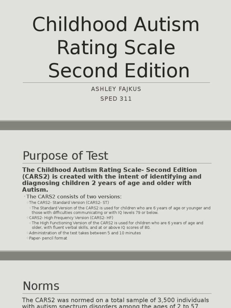 CARS2: Childhood Autism Rating Scale | PDF | Validity (Statistics) | Autism