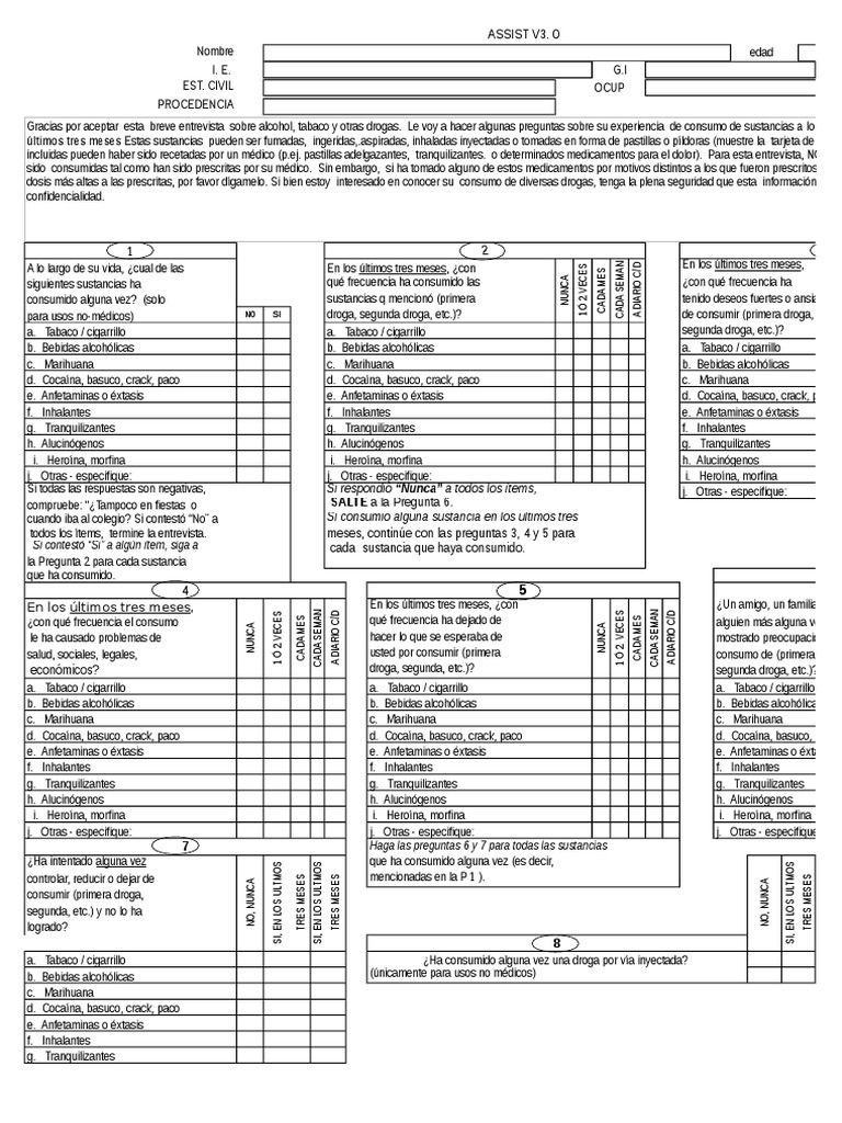 Test Assist v3. 0 | Tabaco | Drogas
