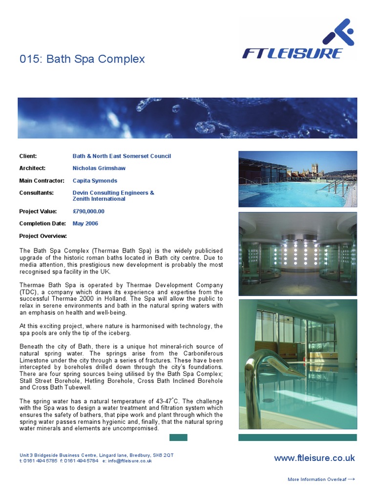 Thermae Bath Spa Project Overview | PDF | Spa | Water Purification