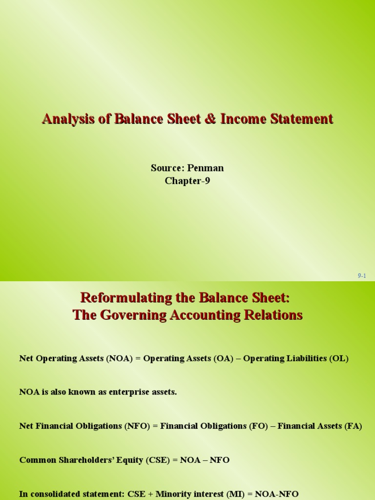 BS & Income Statement Reformulation | Balance Sheet | Income Statement