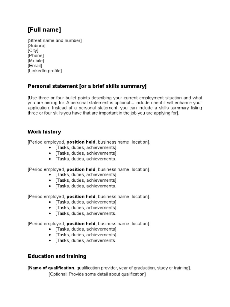 Work Focused CV Template 2016 | PDF