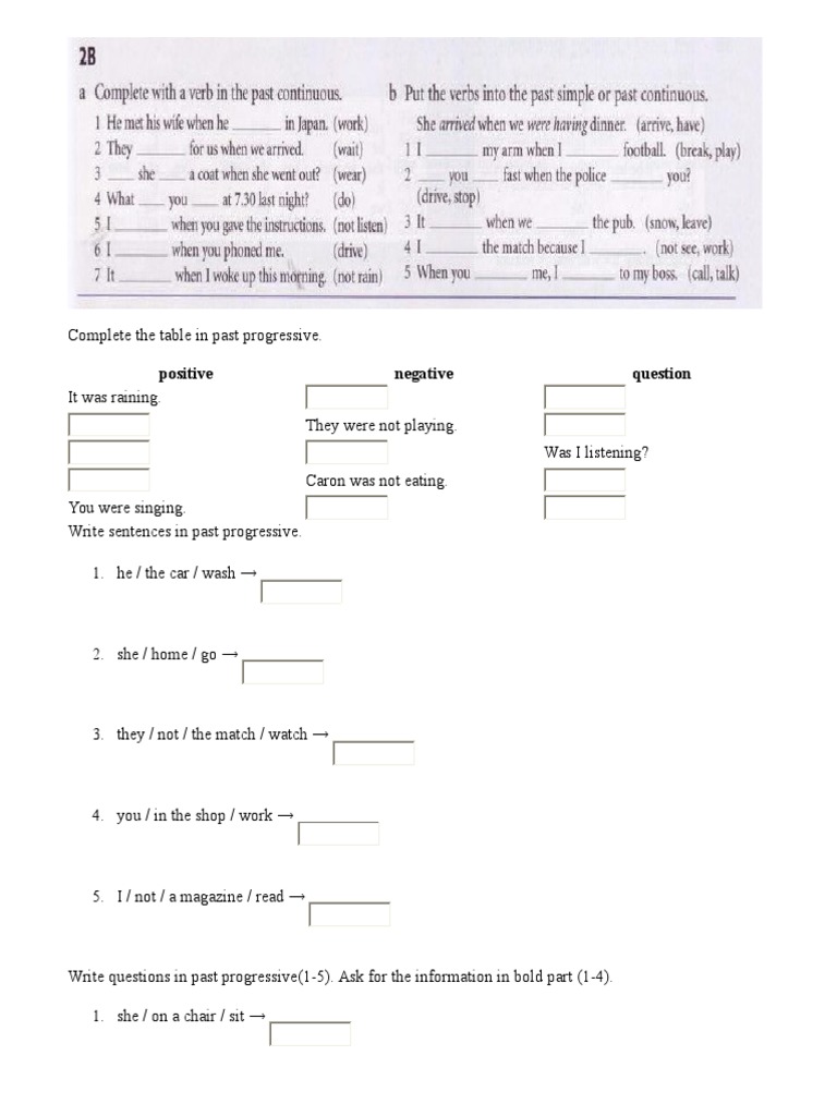 Past Progressive Sentence Exercises | PDF | Foreign Language Studies