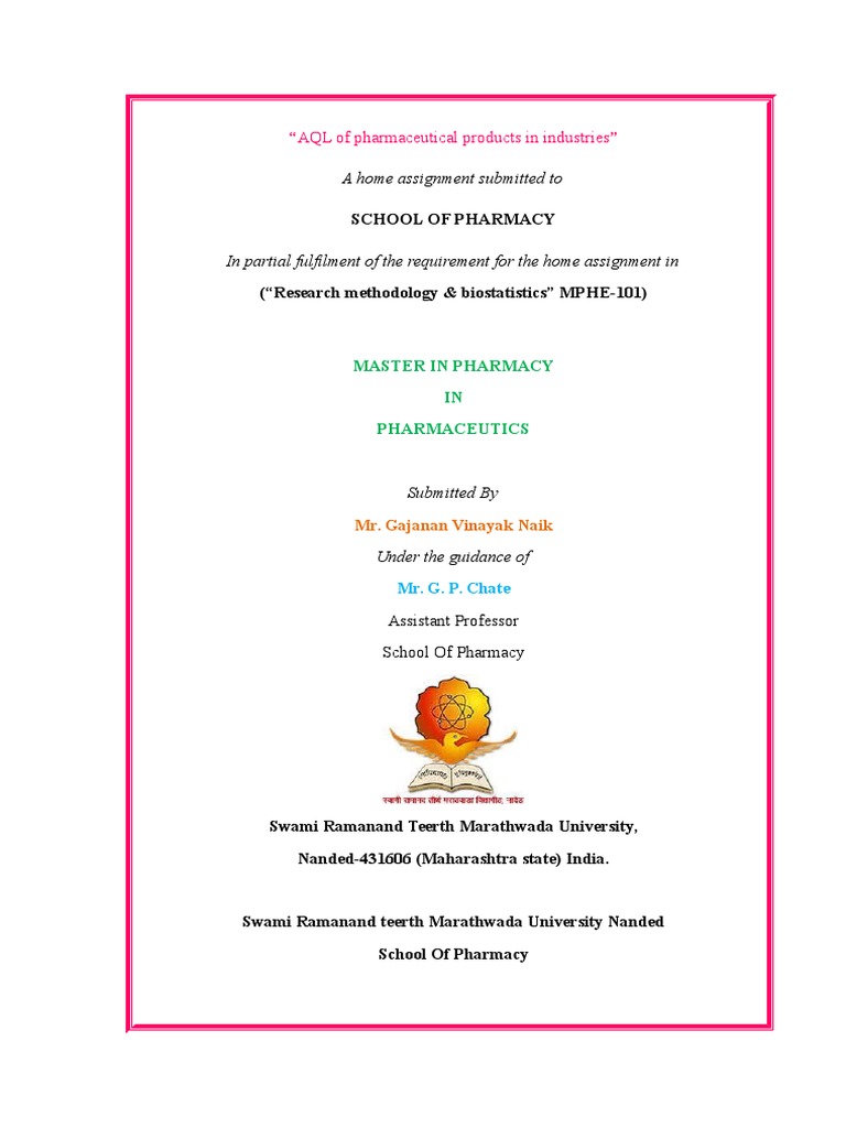 A Home Assignment Submitted To: School of Pharmacy | PDF