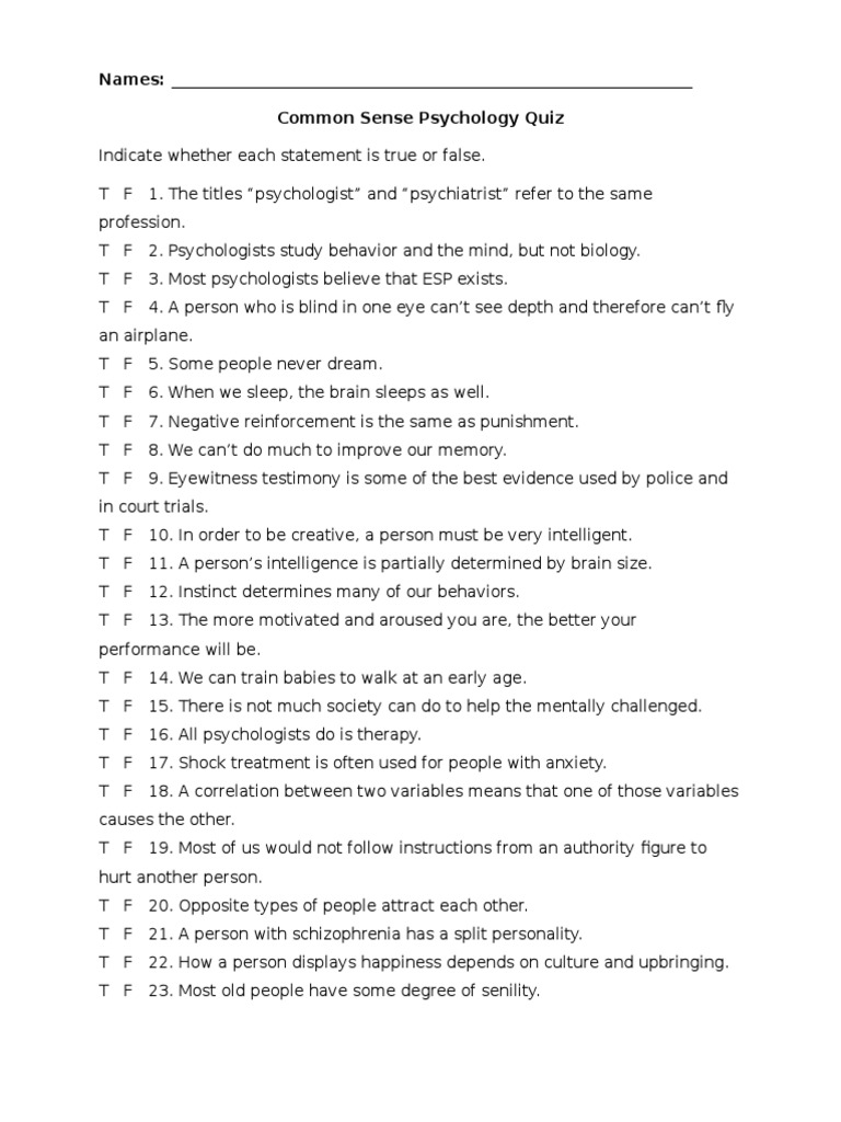 1 - Common Sense Psychology | PDF