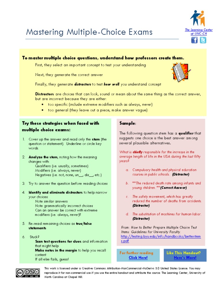 Mastering The Multiple Choice Exam | PDF | Career & Growth | Self ...